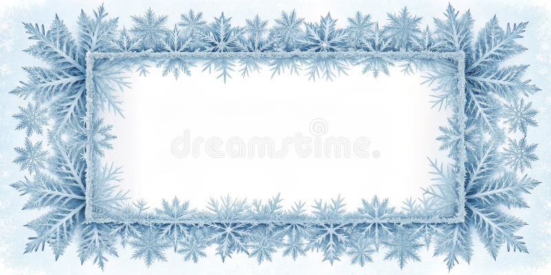 Frozen Snowflakes Frame Icy Winter Border with Copy Space, Winter ...