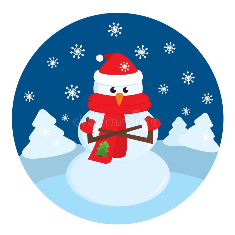 Frozen Snowman in the Winter Forest Stock Vector - Illustration of ...