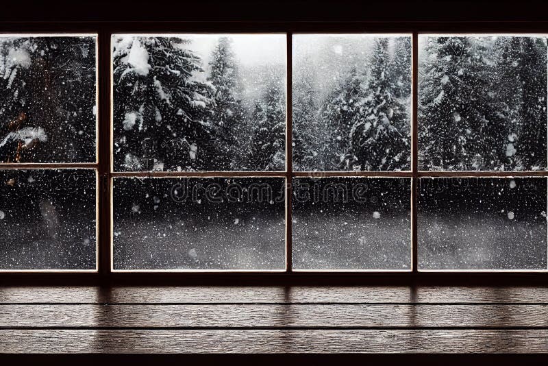 Frozen Snowy Winter Scene through Window Stock Photo - Image of frozen ...
