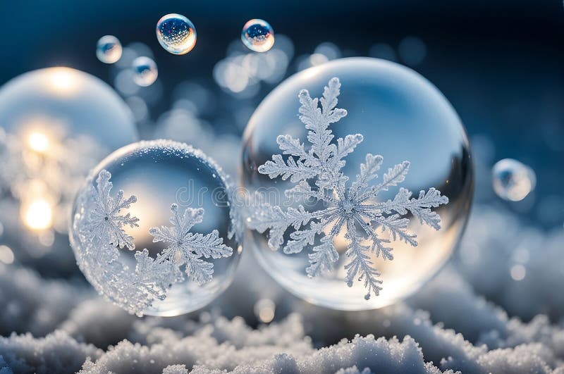 Frozen Soap Bubbles and Ice Crystals Stock Illustration - Illustration ...