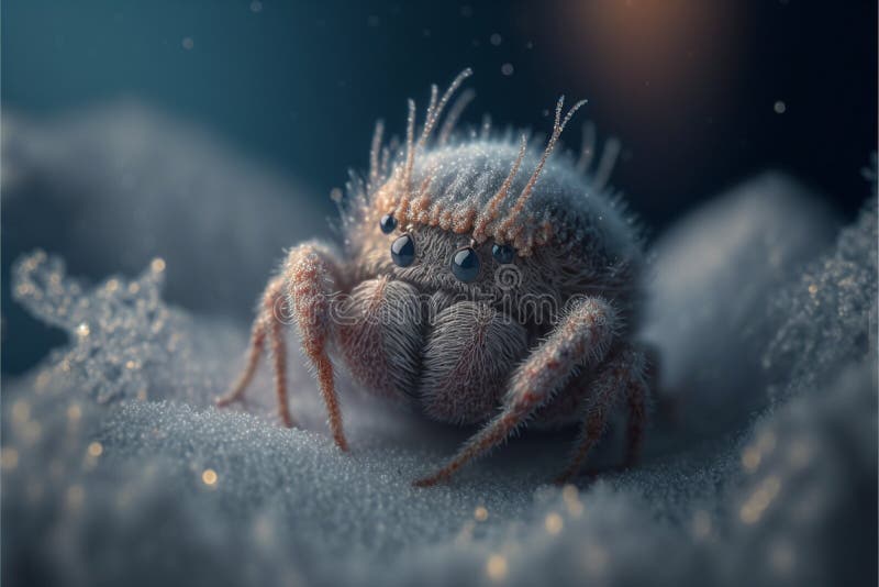 Frozen Spider, Macro Shot, on the Frozen Winter Ground, Generative Ai ...