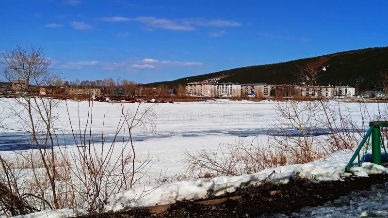 Frozen Spring River Lena, Kirensk, Irkutsk Region Stock Photo - Image ...