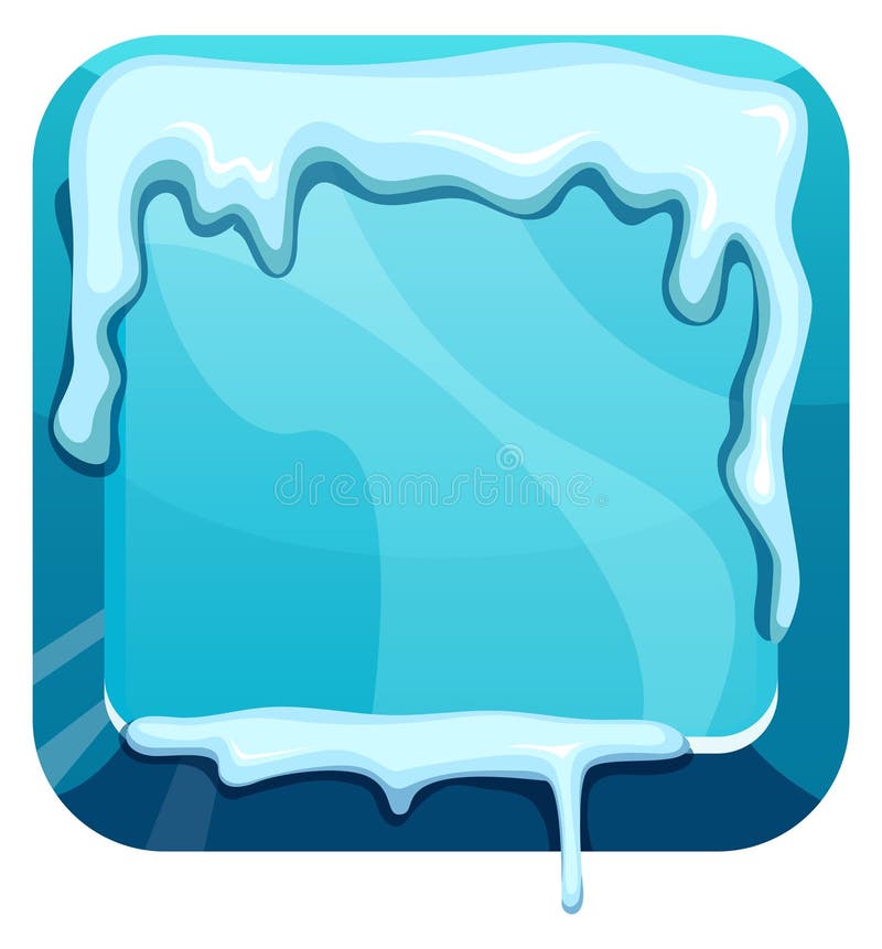 Frozen Square Button. Blue Cartoon Ice Element Stock Illustration ...