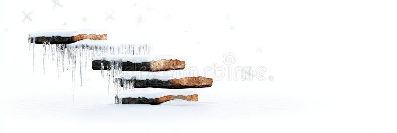 Frozen Steps in Winter Icy Steps Covered in Snow Icicles Hanging Down ...