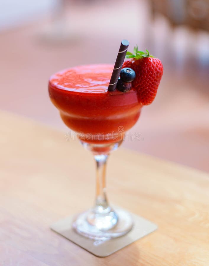 Frozen Strawberry-flavored Daiquiri Cocktail with Rum Stock Photo ...