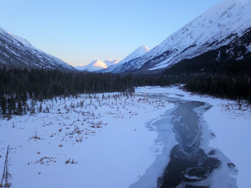 Frozen lake Alaska`s Kenai stock image. Image of outdoors - 158943179