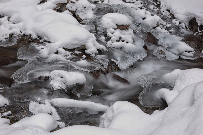 Frozen Stream in the Mountains Stock Image - Image of speed, frost ...