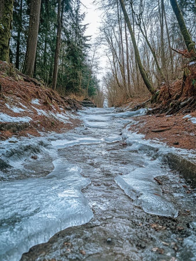 Frozen Stream stock photo. Image of forest, nature, frozen - 358595720