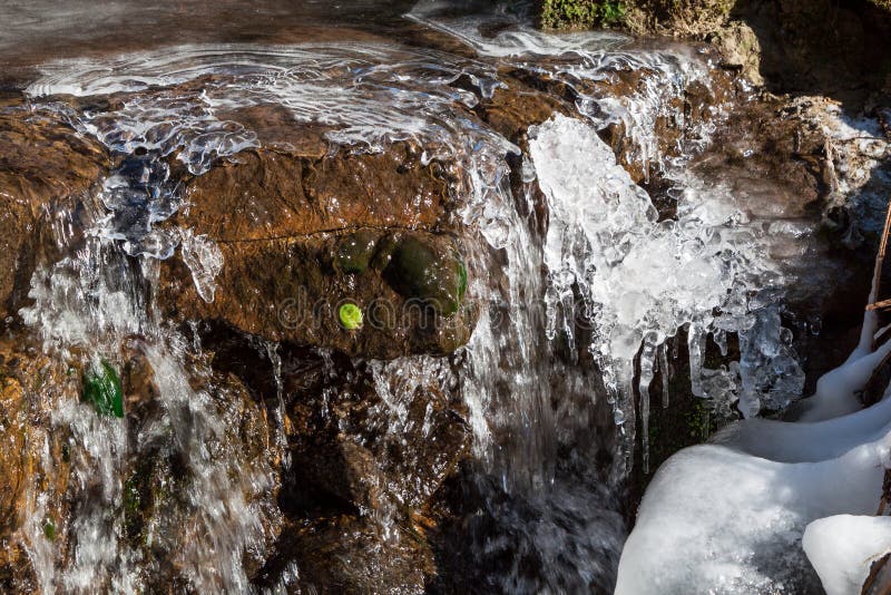 Frozen Stream with Waterfall Stock Photo - Image of reflection, loch ...
