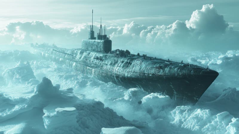 Navy Frozen Submarine stock photo. Image of arctic, fantasy - 382003880