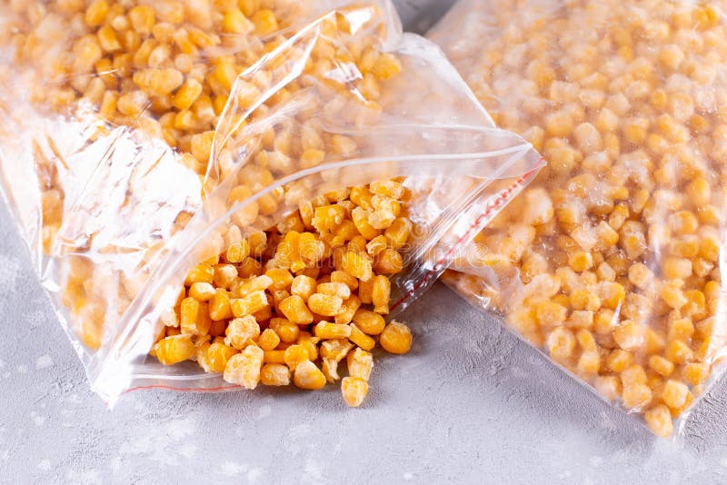 Frozen Sweet Corn in a Bag on the Table Stock Image - Image of plant ...