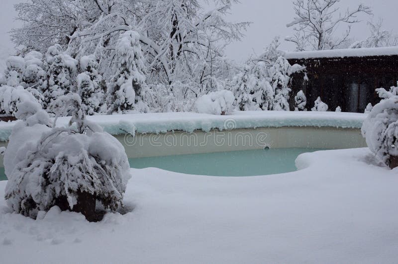 Frozen Swimming Pool stock image. Image of emergency - 299951069