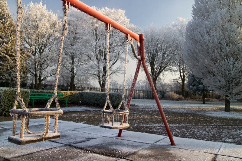 Frozen swing stock image. Image of chair, bench, playground - 17570155
