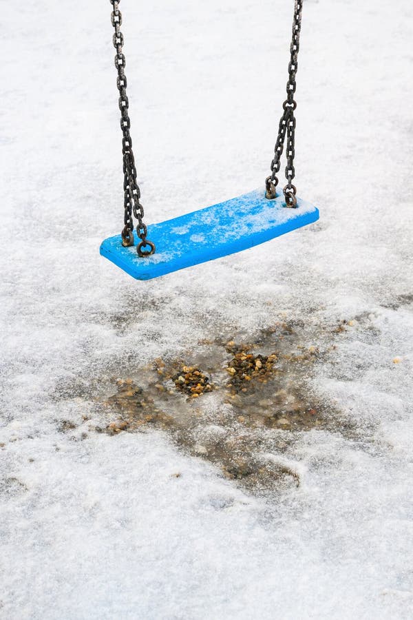 Frozen Swing on Children Playground in Winter Stock Image - Image of ...