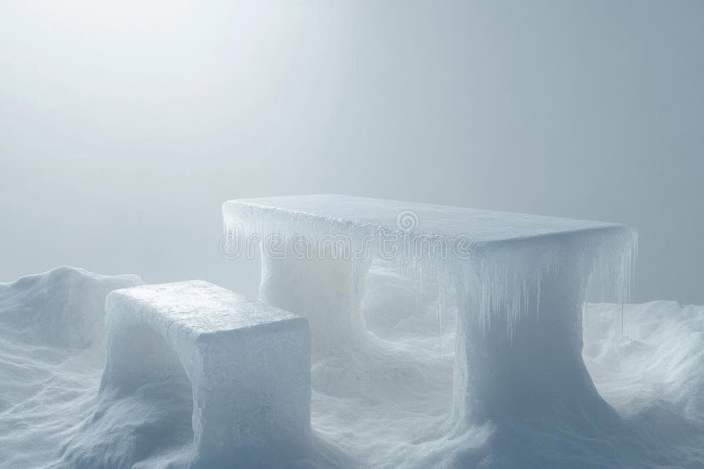 Frozen Table and Bench Melt Icicles with Winter Theme, Concept Theme ...