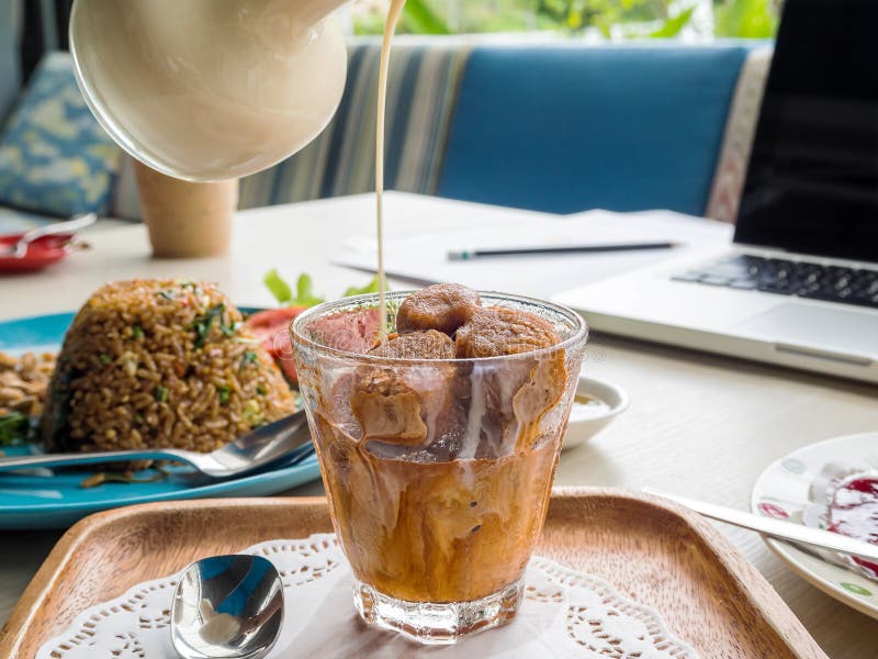 Frozen Thai Tea Was Poured Milk Stock Photos - Free & Royalty-Free ...