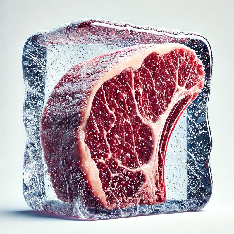 Frozen Tomahawk Steak Encased in Ice Block Stock Illustration ...