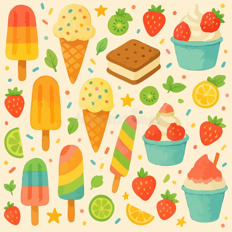 Frozen Treats Fun Print Design in Vector Stock Illustration ...