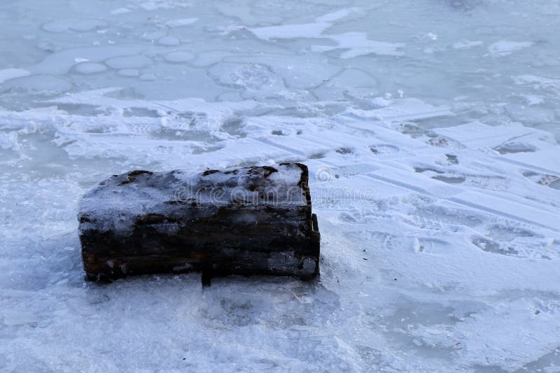 Frozen Tree Stump in Ice and Snow Stock Image - Image of snow, stump ...