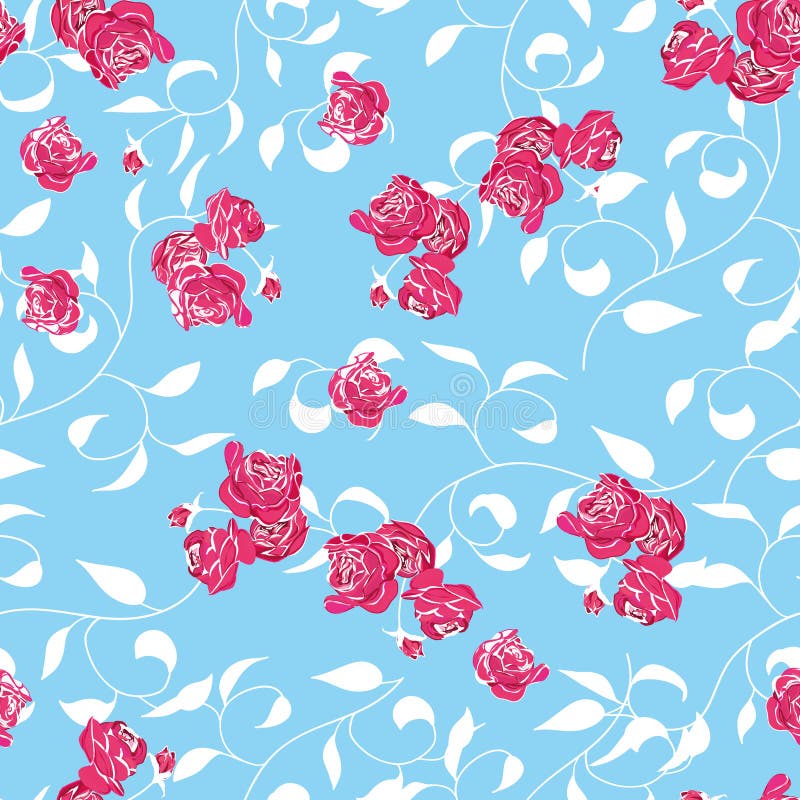 Frozen Twisted Roses Seamless Vector Print Stock Vector - Illustration ...