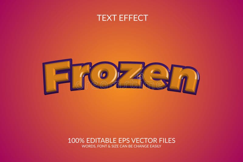 Frozen Vector Eps 3d Text Effect Design. Stock Illustration ...