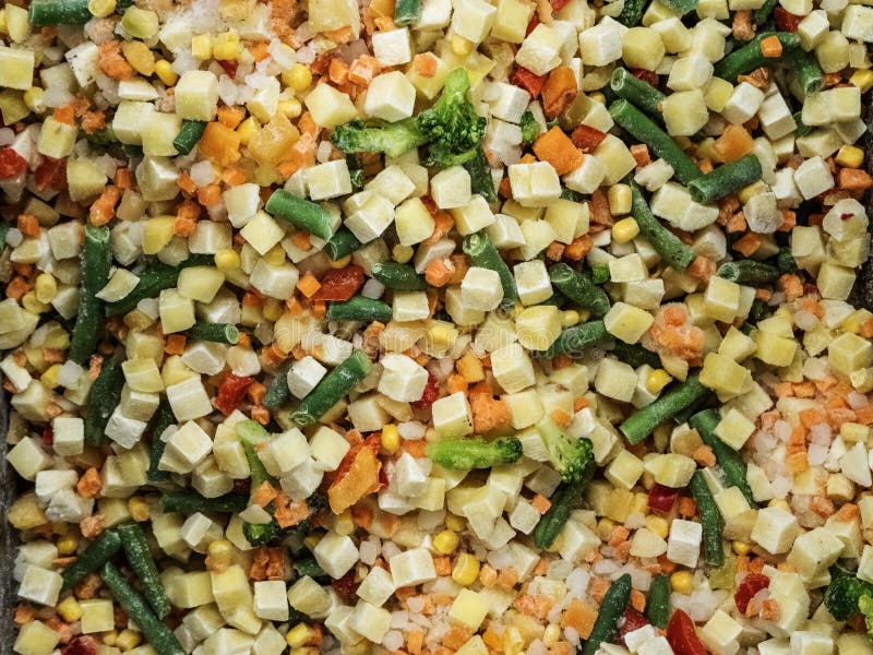 Frozen Vegetable Mix in a Fridge in the Store Stock Image - Image of ...