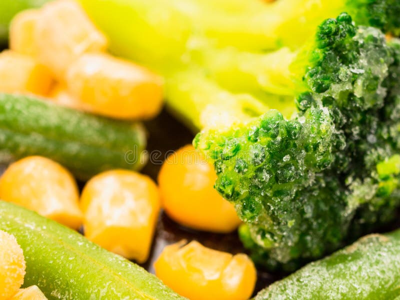 Frozen Vegetables Broccoli Corn Green Beans Closeup Stock Image - Image ...