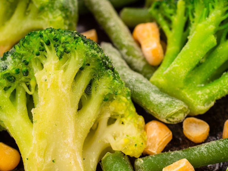 Frozen Vegetables Broccoli Corn Green Beans Closeup Stock Photo - Image ...
