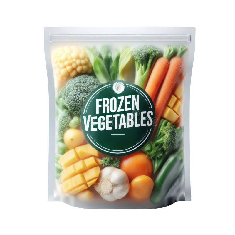 Frozen Vegetables Package Isolated on White Transparent Background Stock Illustration ...