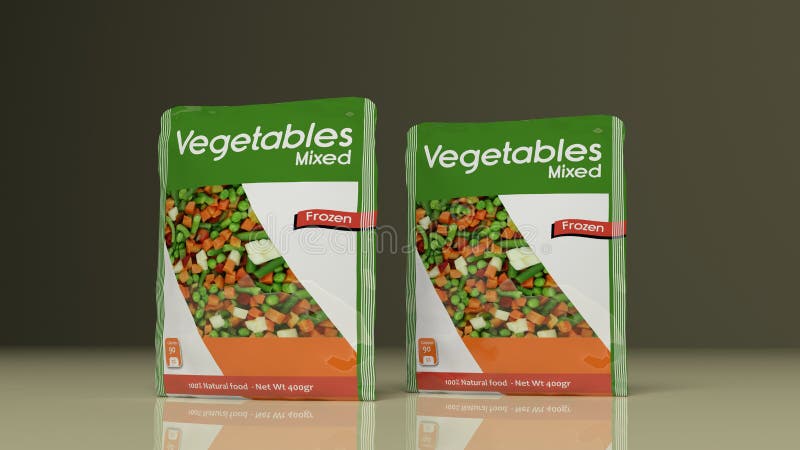 Frozen Vegetables Packets. 3d Illustration Stock Illustration ...