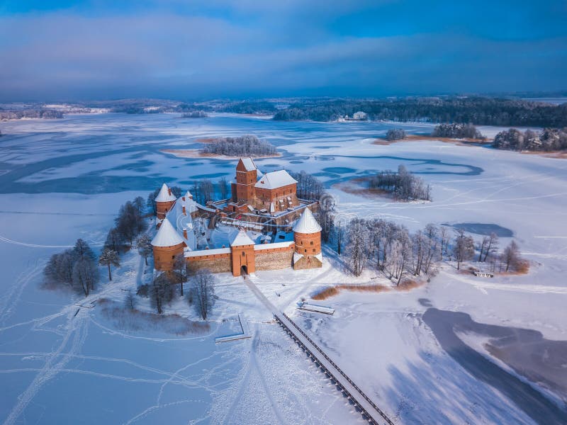 Trakai Castle At Winter, Aerial View Of The Castle Stock Image - Image ...