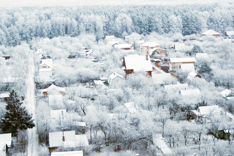 Frozen village 2 stock photo. Image of seasonal, houses - 9692350