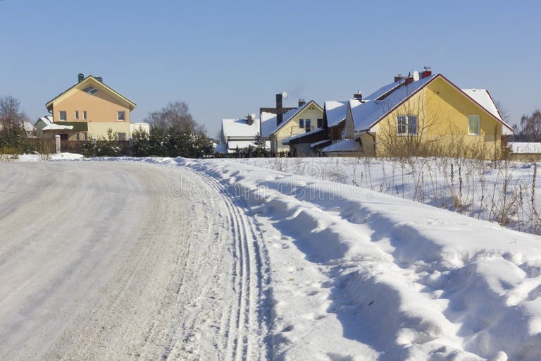 Frozen village stock image. Image of landscape, cold - 24067003