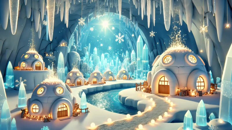 A Animated Ice Cavern Village Stock Video - Video of joyful, colorful ...