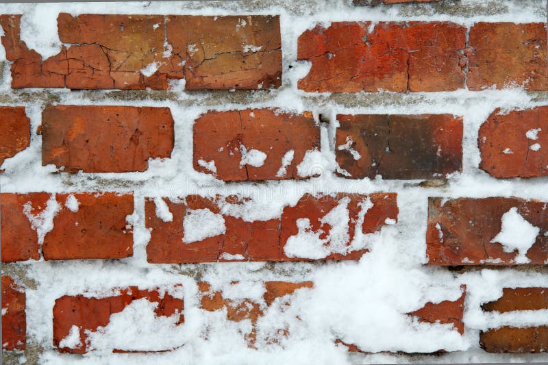 Brick wall and snow stock photo. Image of house, pattern - 23208414