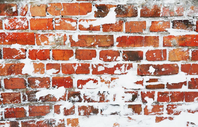 Frozen Brick Wall Covered by Hoarfrost Stock Photo - Image of cracked ...