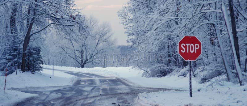 Frozen Warning: a Stop Sign Covered in Snow Stock Illustration ...
