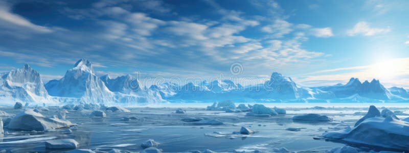 Frozen Wasteland Snow Mountains Panorama, Generate with Ai Stock ...