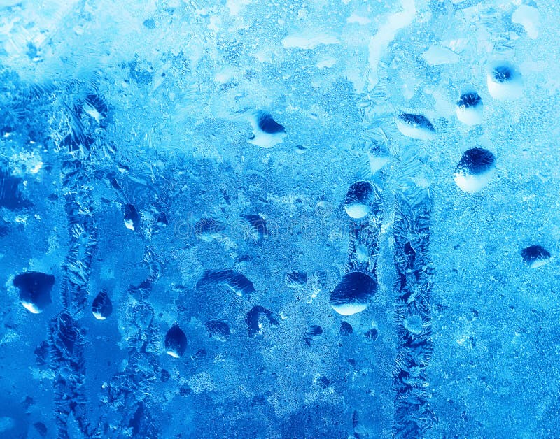 Frozen Water Drops on Winter Glass Stock Image - Image of closeup ...