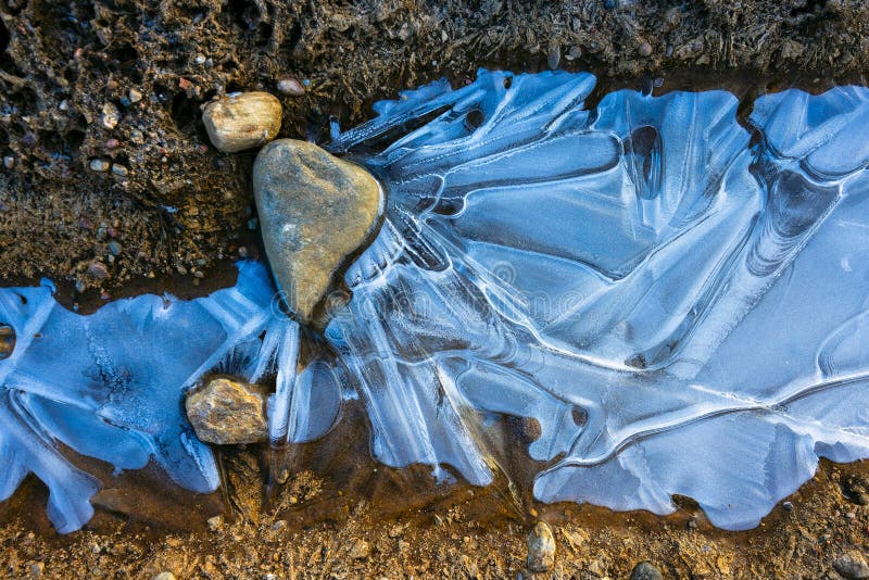 Frozen Water on the Ground, Pattern of Ice Stock Image - Image of ...