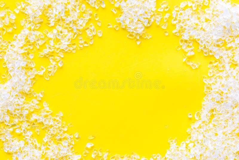 Frozen Water in Ice Cubes Frame on Yellow Bar Table Top View Mockup ...