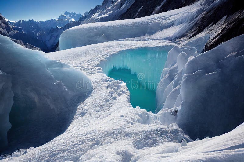 Frozen Water with Icicles and Snow in Ice Cave. Stock Illustration ...