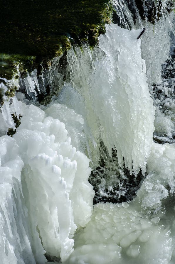Frozen Water Like a Waterfall Forms Patrician Structures Stock Photo ...