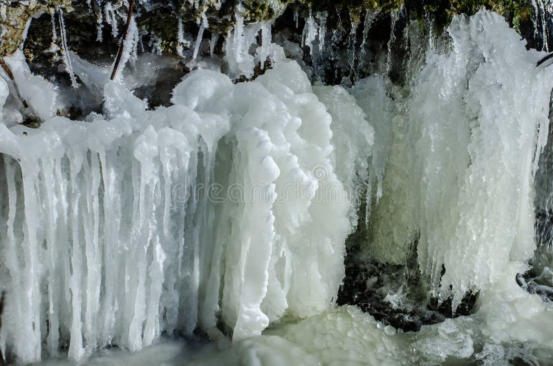 Frozen Water Like a Waterfall Forms Patrician Structures Stock Photo ...