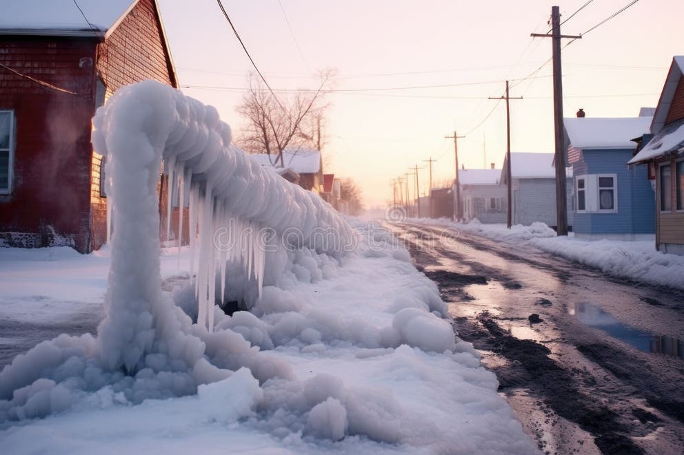 Frozen Water Pipe that Has Burst Causing Ice Formation Stock Photo ...