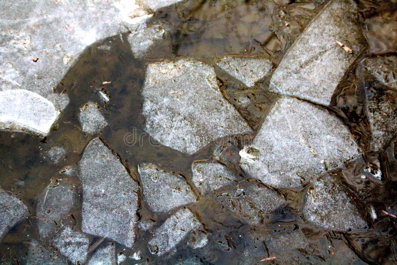 Frozen Water Puddle Texture Stock Photo - Image of water, stonewall ...