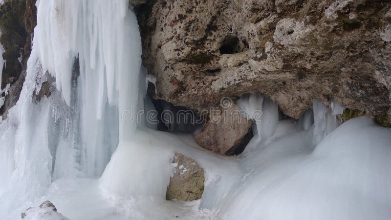 Frozen water on the rocks stock photo. Image of winter - 137080666