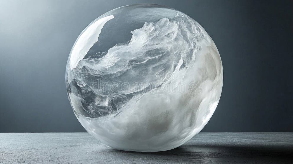 Frozen Water Sphere on Grey Surface Stock Illustration - Illustration ...