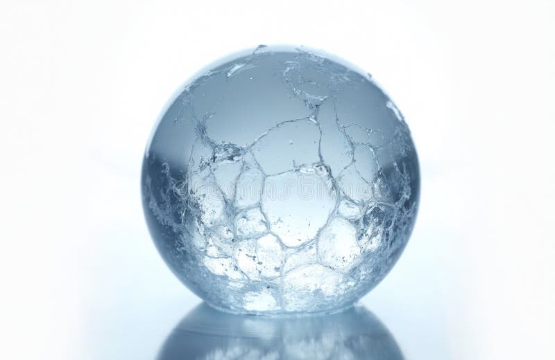 Frozen Water Sphere Shows Intricate Ice Patterns. Crystal Structure ...