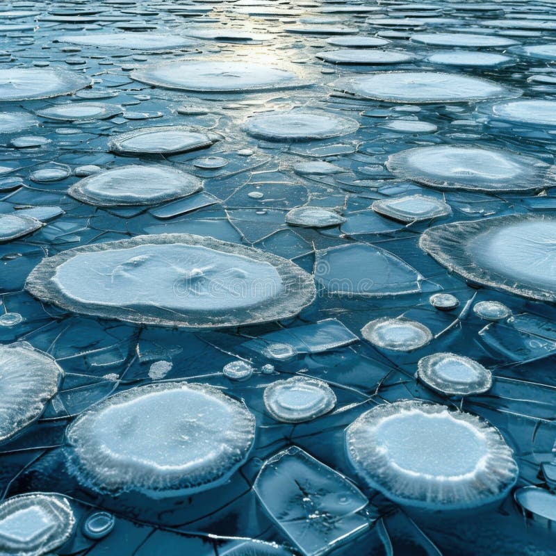 Frozen Water Surface with Bizarre Patterns Stock Illustration ...